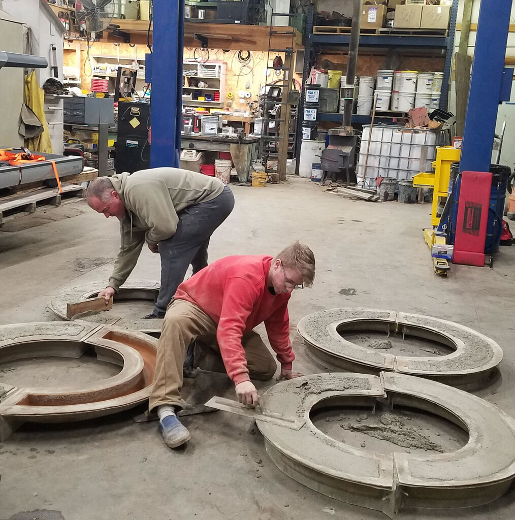 Casting our concrete tree rings - Creative Edge
